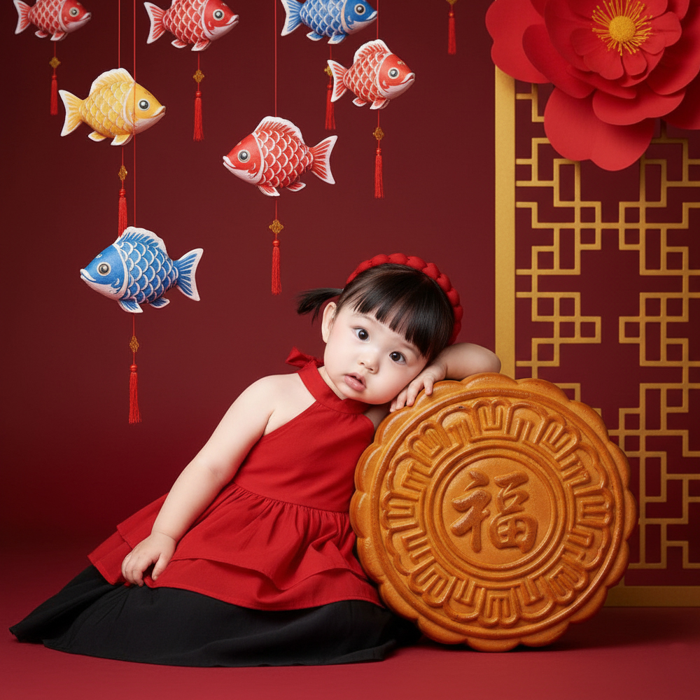 Bên bánh trung thu lớn - Trung thu - Penci AI